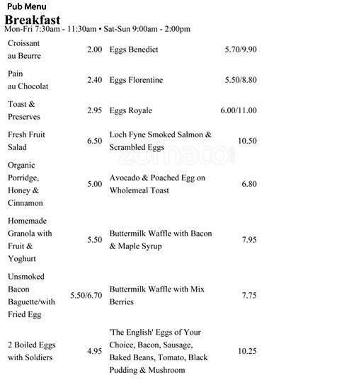 Menu at The Portman pub & bar, London, 51 Upper Berkeley St