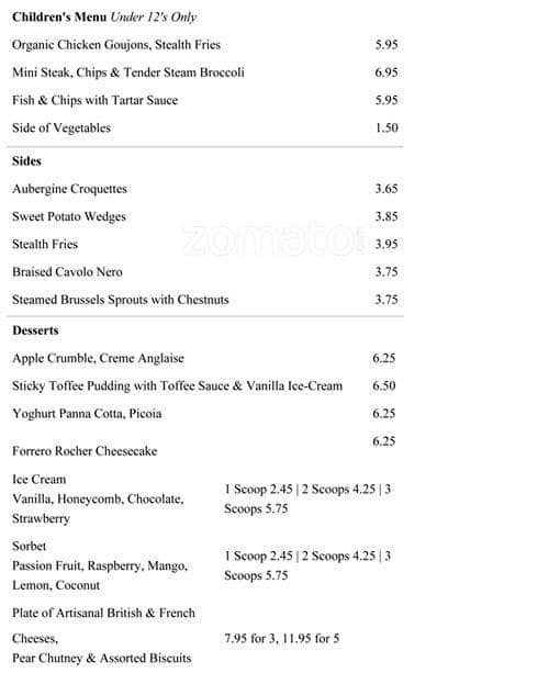 Menu at The Portman pub & bar, London, 51 Upper Berkeley St