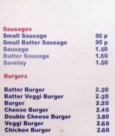 Menu at Miki's Fish Bar, Twickenham