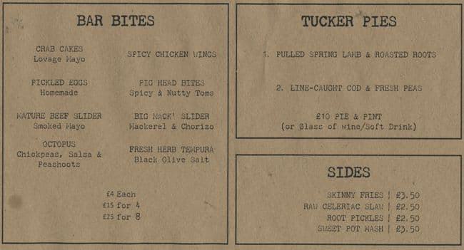 Menu at The Tommy Tucker pub & bar, London