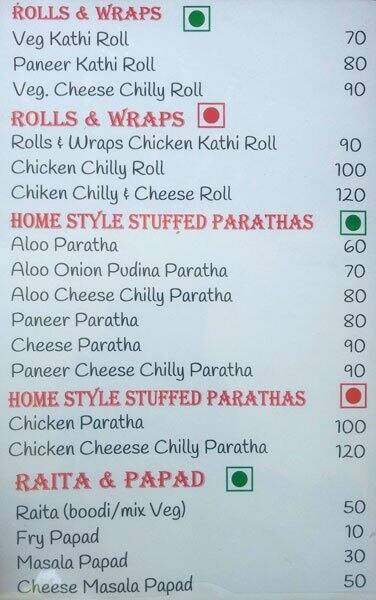 Menu at Royal Baba's Garden, Pune