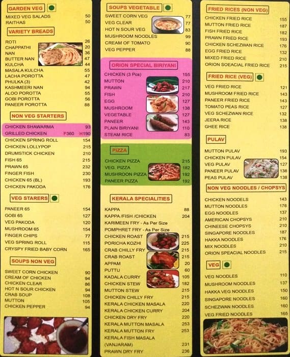 Orion Menu, Menu for Orion, Madipakkam, Chennai - Zomato