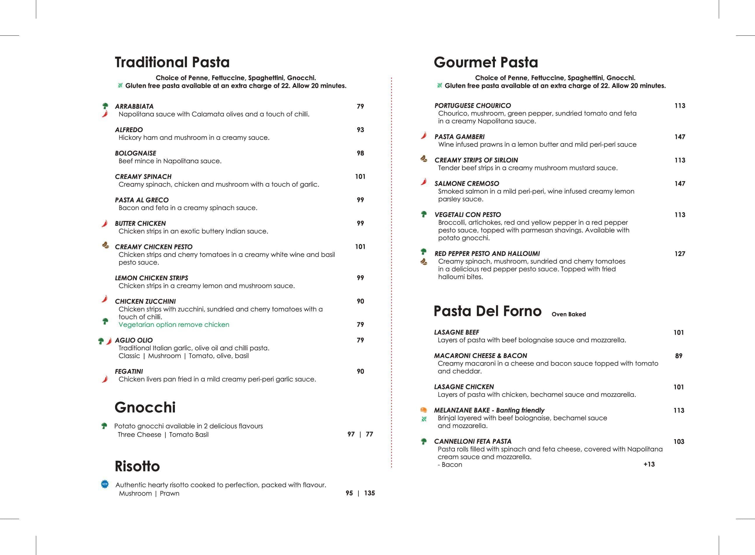 Menu at Del Forno Hatfield restaurant, Pretoria, Hillcrest Boulevard ...