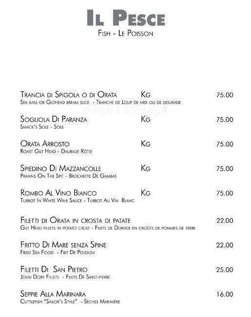 Menu at Piperno Restaurant, Rome