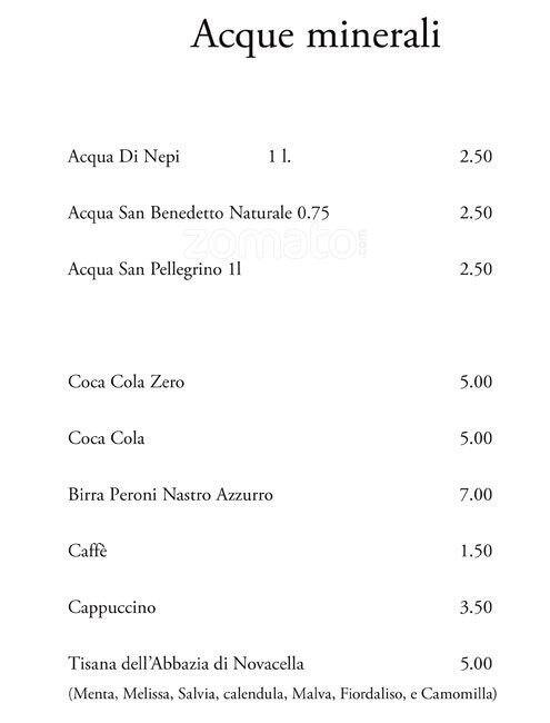 Menu at Piperno Restaurant, Rome