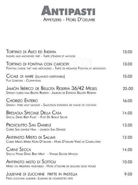 Menu at Piperno Restaurant, Rome