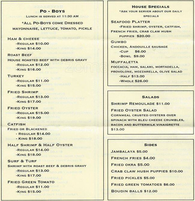 Menu at The Parish Cafe, Healdsburg