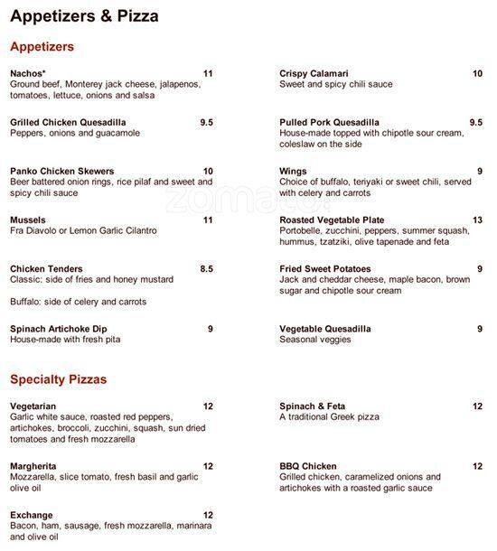 Martha's Exchange Restaurant Menu - Urbanspoon/Zomato