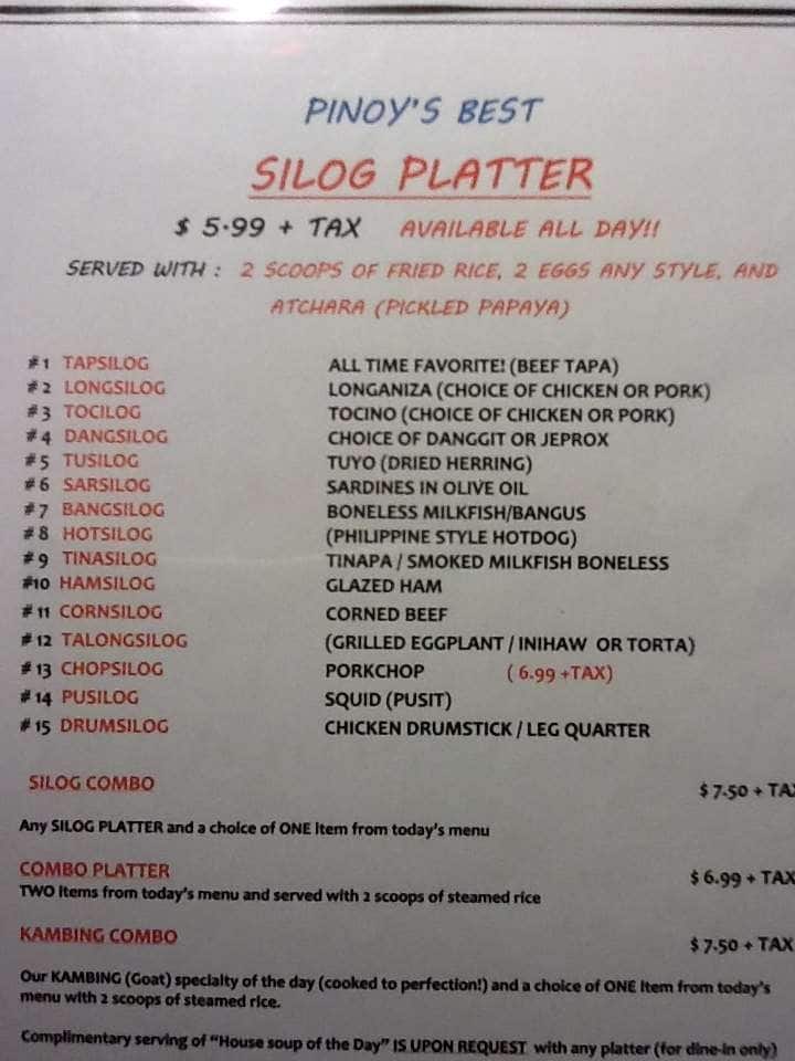Pinoy's Best House of Silog N' ihaw-ihaw Menu - Urbanspoon/Zomato