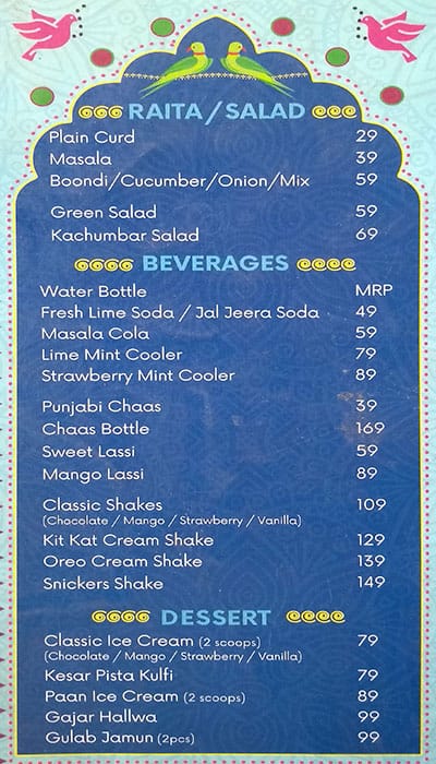 Menu at Dhaba Cafe, Chennai, No 18