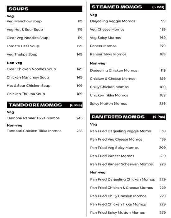 Menu of Panda Momos, Marol, Mumbai