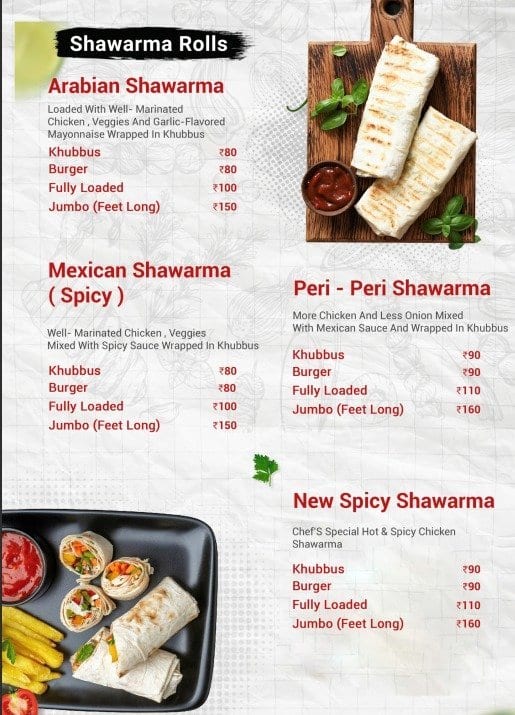 Menu of Absolute Shawarma, Panaji, Goa
