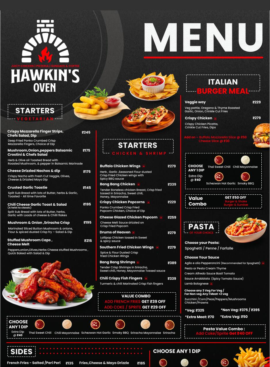Menu of Hawkin's Oven, Besant Nagar, Chennai