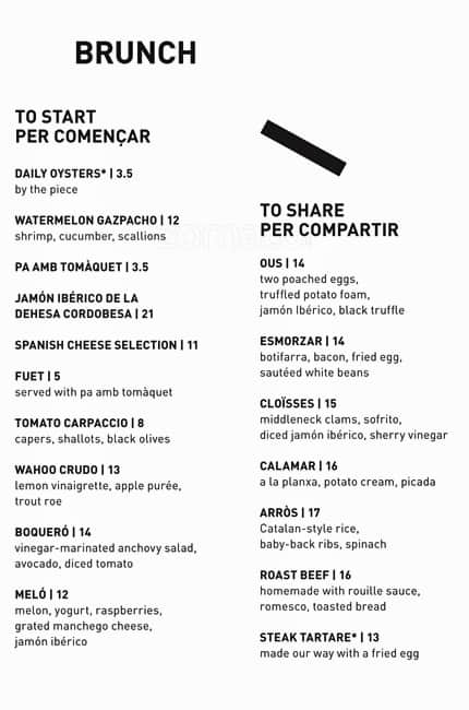 Menu at Niu Kitchen restaurant, Miami