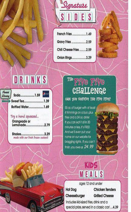 Menu at Hwy 55 Burgers Shakes & Fries restaurant, Bedford