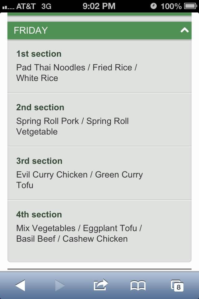 Menu at Panang 2 restaurant, Oklahoma City