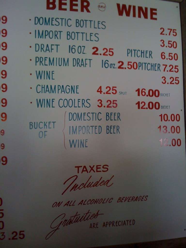 Menu at Our Deck Down Under restaurant, Port Orange