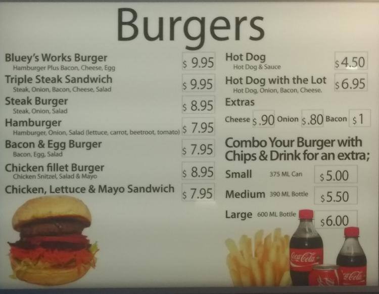 Menu at Bluey's Cafe & Carvery, Brendale