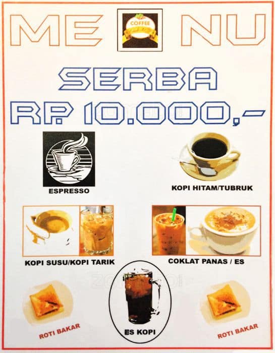 Menu at Kopi dari Akuh cafe, South Jakarta
