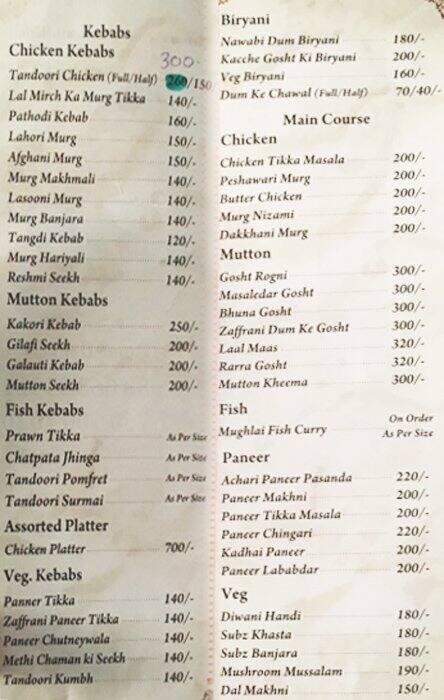 Nawabi Kebabs & More Menu, Menu v reštaurácii Nawabi Kebabs & More ...