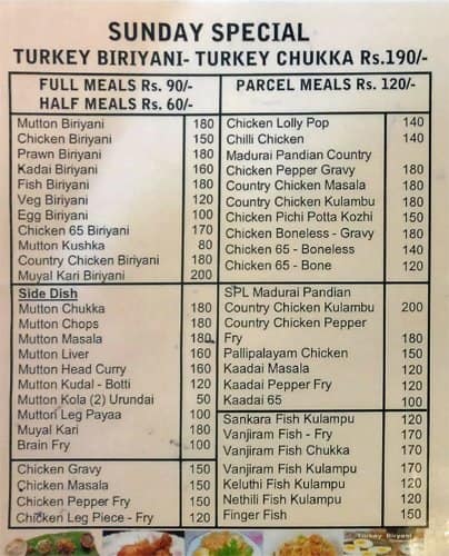 Madurai Pandian Mess Menu, Menu for Madurai Pandian Mess, Royapettah ...