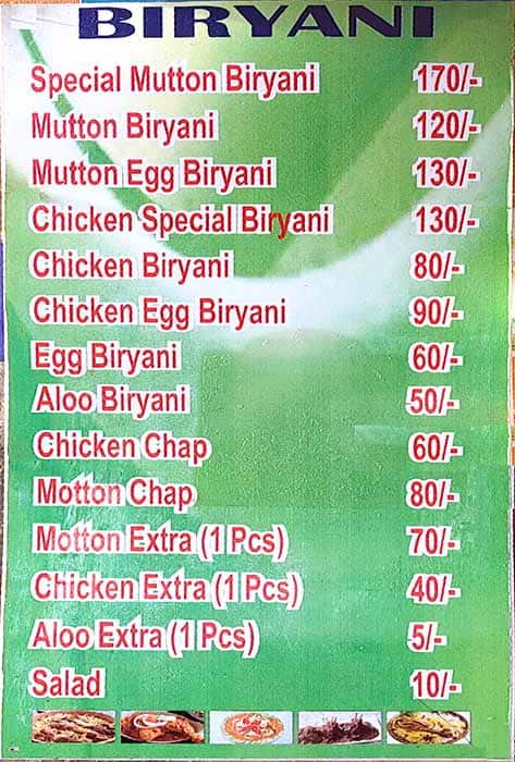 Menu at New Arsalan Biriyani House, Kolkata, JCR4+WGX