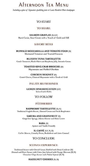 Menu of Sahn Eddar - Burj Al Arab, Umm Suqeim, Dubai