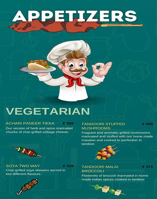 Menu of Indian Alley, Sector 14, Gurgaon