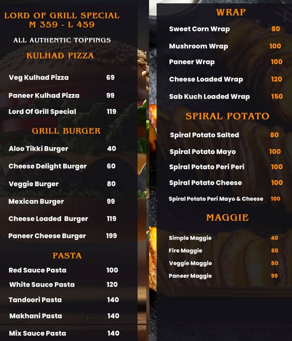 Menu of Lord Of Grill, VIP Road, Zirakpur