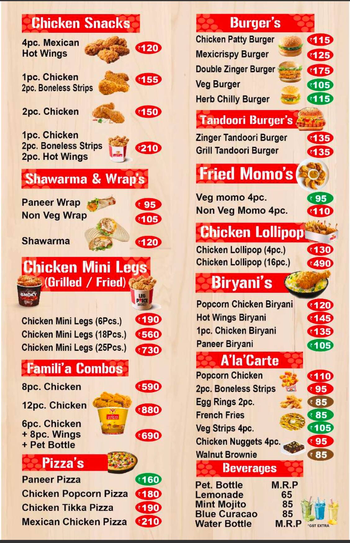 Menu of Mexican Fried Chicken, Chanda Nagar, Hyderabad
