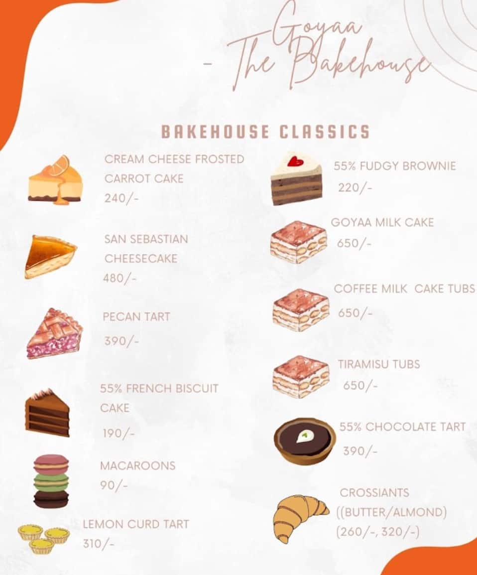 Menu of Goyaa The Bake House, Bodakdev, Ahmedabad