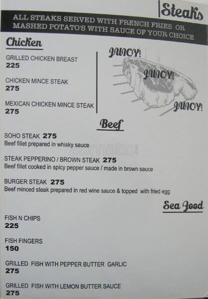 Menu at Soho Cafe, Bengaluru, 33 Church Street