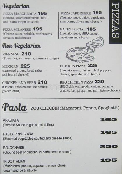 Menu at Soho Cafe, Bengaluru, 33 Church Street