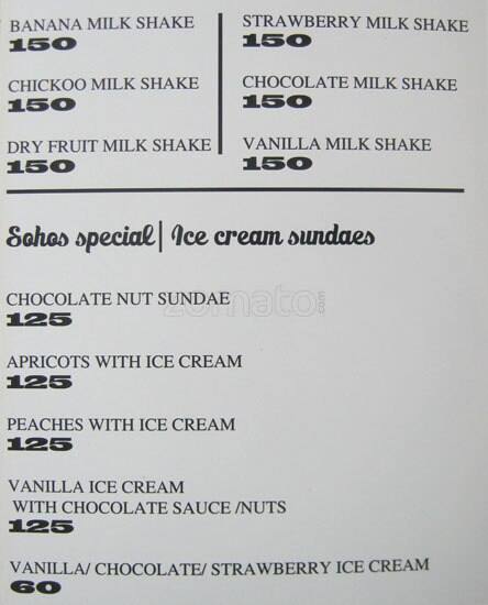 Menu at Soho Cafe, Bengaluru, 33 Church Street