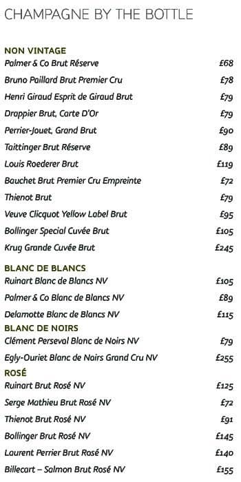 Menu at The Rosebery pub & bar, London, 66 Knightsbridge