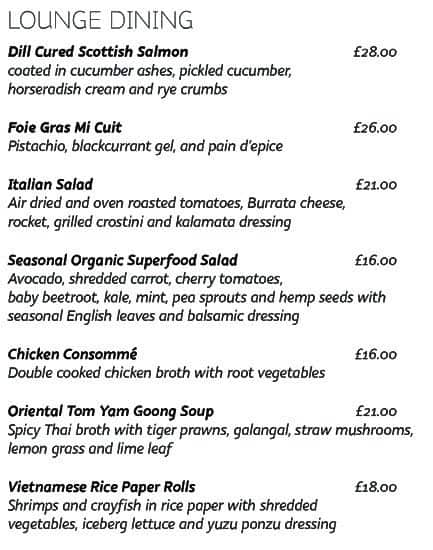 Menu at The Rosebery pub & bar, London, 66 Knightsbridge