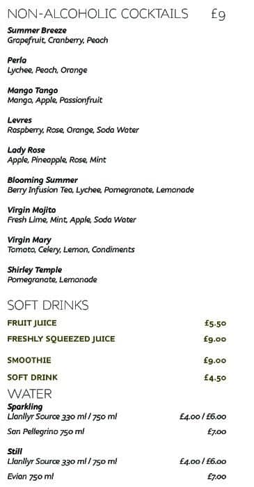 Menu at The Rosebery pub & bar, London, 66 Knightsbridge