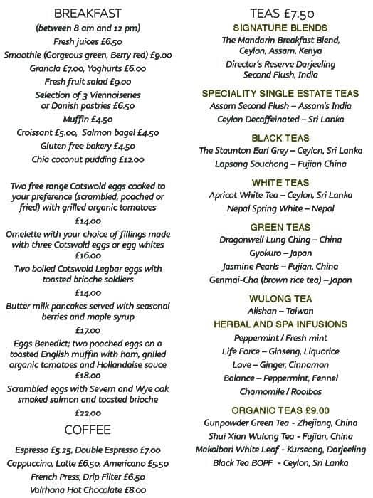 Menu at The Rosebery pub & bar, London, 66 Knightsbridge