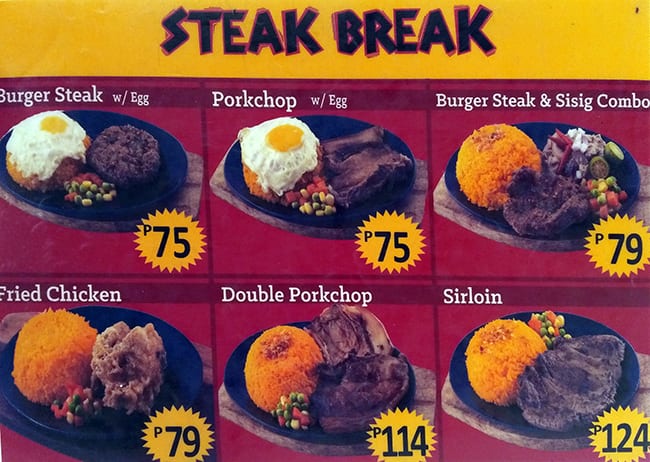 Menu at Steak Break steakhouse, Makati