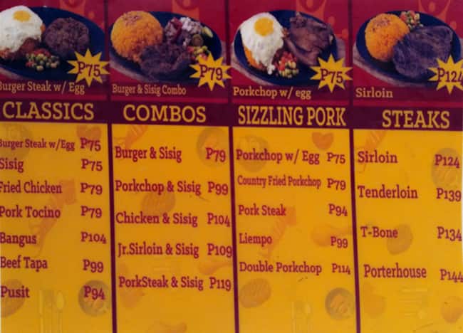 Menu at Steak Break steakhouse, Makati