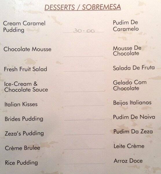 Menu at Manelito Restaurant, Boksburg