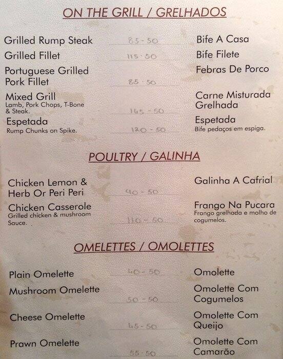 Menu at Manelito Restaurant, Boksburg