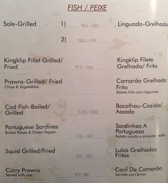 Menu at Manelito Restaurant, Boksburg