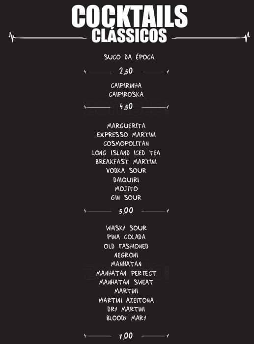 Menu at Honorato Rio fast food, Lisbon, Alameda dos Oceanos