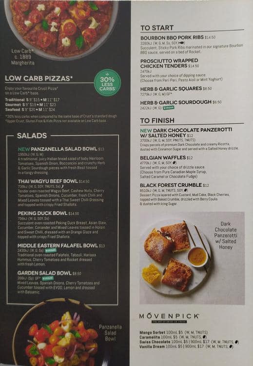 Menu at Crust pizzeria, Eaton