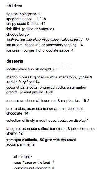 Menu at The Rocks Mornington restaurant, Mornington