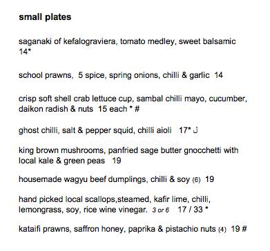 Menu at The Rocks Mornington restaurant, Mornington