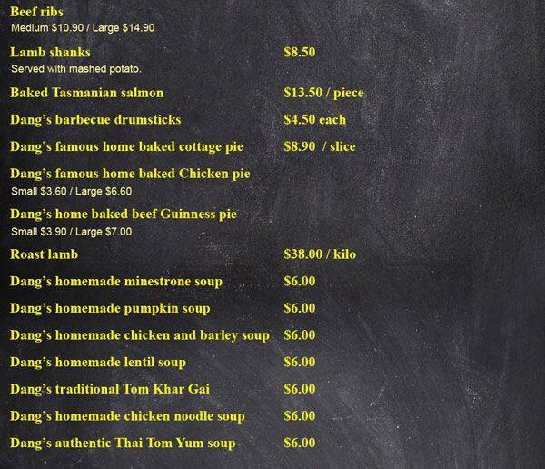 Menu at Dang's Chargrill Chicken fast food, Kingsford