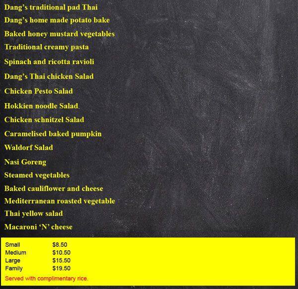 Menu at Dang's Chargrill Chicken fast food, Kingsford