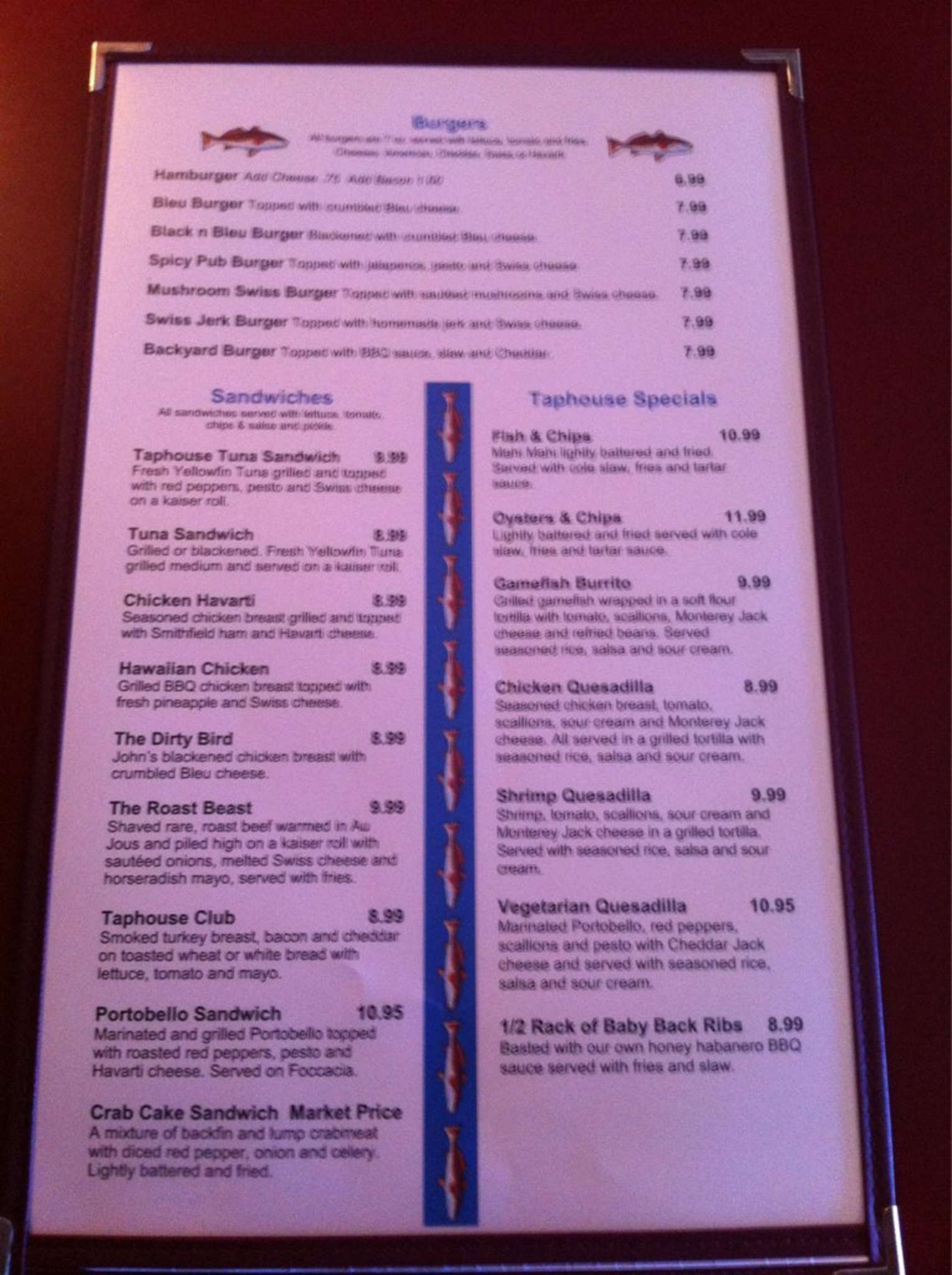 Menu at Red Drum Tap House pub & bar, Nags Head